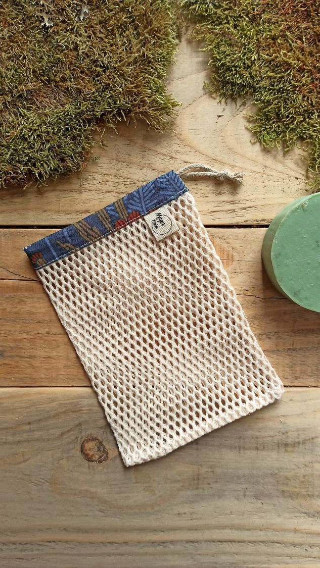 Filet à savon fleurs traits bleu - Maya Créa